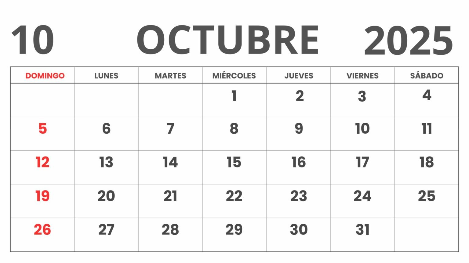 Calendario Del Mes De Octubre 2025 Peruano